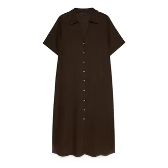 Fiorella Rubino Hemdblusenkleid aus Leinen-Viskose-Mix - - Dresses - Damen - Braun - 2XL