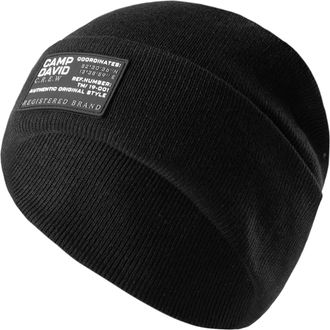 Camp David Herren Rippstrickm&uuml;tze mit Label Patch Black, None