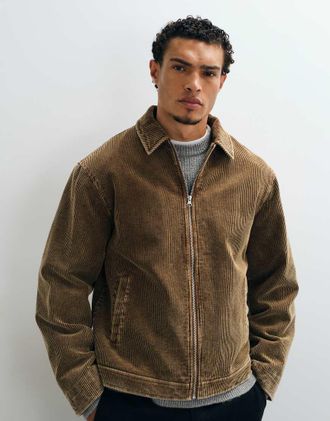 Asos veste harrington en velours c&ocirc;tel&eacute; camel-Marron