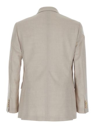Reveres 1949 Mens Beige Double Breasted Virgin Wool Jacket Blazers