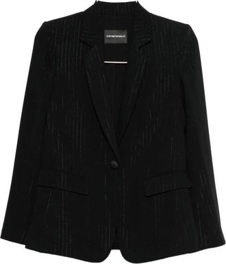 Emporio Armani Femme, Vestes, Noir, Taille: 36 FR Wool Blend Blazer