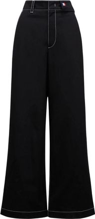 Moncler Femme, Jeans, Noir, Taille: 40 FR Pantalon taille haute &agrave; jambes larges avec surpiq&ucirc;res contrast&eacute;es