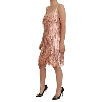 Dolce & Gabbana Rosa Pailletten Fransen A-Linie Kleid - - Dresses - Damen - Rosa - S