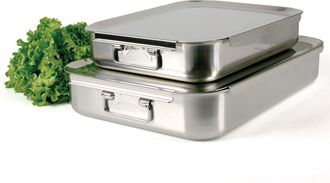 hOme Bratreine Edelstahl satiniert von Pinti Inox - Gr. 40 x 30 x 8 cm Innenmaß