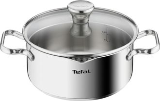 T-fal Duetto A70542 Kochtopf 20 cm, hochwertiger Edelstahl 18/10, graduiert, Ausgie&szlig;deckel, f&uuml;r alle Herdarten geeignet, auch Induktion