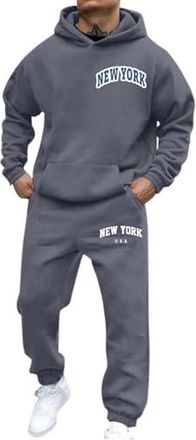 Generic Surv&ecirc;tement 2 pi&egrave;ces pour homme - En coton - Baggy confortable - Chaud - Sweat &agrave; capuche et pantalon de jogging - Tenue de loisirs - Streatwear - V&ecirc;te
