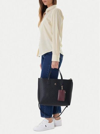 Tommy Hilfiger Handtasche Th Icon Satchel Mono AW0AW18123 Dunkelblau