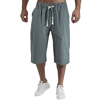 Generic Pantalons courts pour hommes pantalons d&eacute;contract&eacute;s d&eacute;coup&eacute;s pantalons color&eacute;s pantalons solides lin &eacute;t&eacute; hommes pantalons en coton pantalons hommes, V