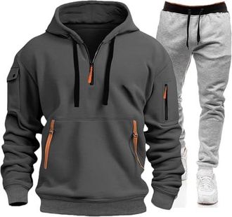 Generic Survetement Homme Ensemble Sweat &Agrave; Capuche et Pantalon V&ecirc;tement De Sport Chic Tenue Sport Homme D&eacute;contract&eacute; Ensemble 2 Pi&egrave;ces Tracksuit Automne Hiver 