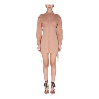 ADĀMO Andrea Adamo Mini Baumwollkleid mit Rippstrick - - Dresses - Damen - Beige - M