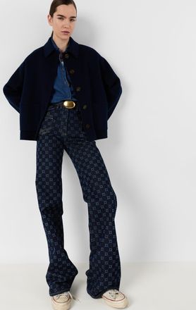 Gerard Darel Manteau court en laine double face - PERRINEA - Encre