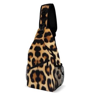 Generic Sacoche Homme Bandouliere Motif gu&eacute;pard et l&eacute;opard Casual Sac Bandouli&egrave;re Durable Sling Sac &agrave; Dos pour Voyage Cyclisme Randonn&eacute;e