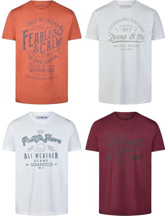 Riverso Tshirt Herren Baumwolle Regular Fit RIVLeon 4er Set Pack Rundhals Kurzarm Sommer Tee Shirt Print, Gr&ouml;&szlig;e:3XL, Farbe:Farbmix 16