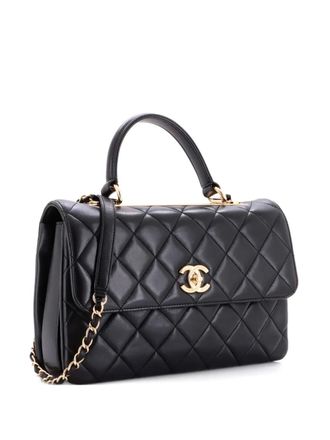 Chanel Mittelgro&szlig;e Trendy CC Handle Bag Umh&auml;ngetasche mit Steppung - Schwarz