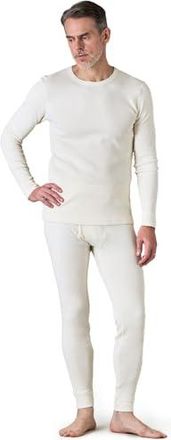 Lapasa Ensemble de sous-Vêtements Thermiques Homme Tissu Gaufré en Coton Chaud Haut Maillot de Corps & Pantalon Bas Automne Hiver Épais M137 Blanc XL