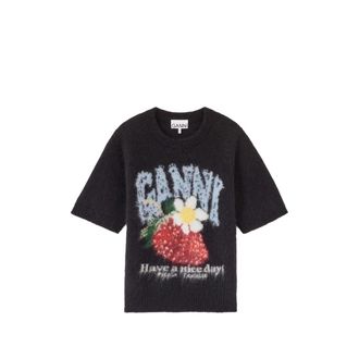 Ganni Brushed Short-sleeve Sweater