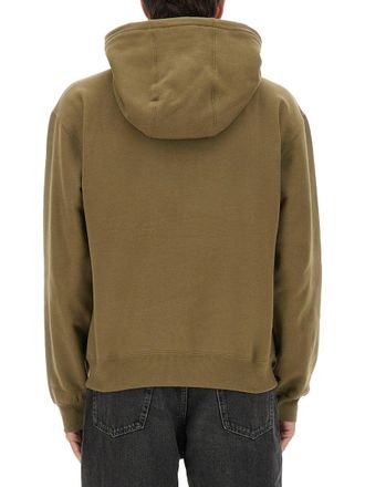 Saint Laurent Logo Cotton Hoodie - Green
