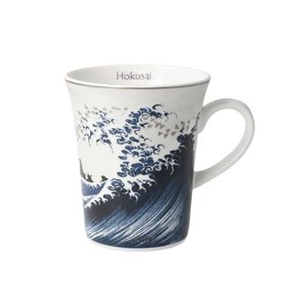 GOEBEL Künstlertasse mit Untertasse zum Sammeln Die Welle II von Katsushika Hokusai aus Fine Bone China, 0,4L, 67-011-37-1