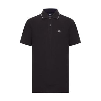 C.P. Company Stretch Piquet Kurzarm Logo Polo - - Tops - Herren - Schwarzk - S