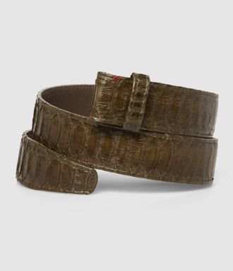 CLARIS VIROT Ceinture Python Kaki