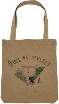 Fabulous Sac Shopping Tote Bag Aspect Lin - Owl By Myself Mignon Dessin Illustration - Sac de Courses Toile Epaisse 360g Beige Naturel Cabas Port&eacute; Epaule Solid