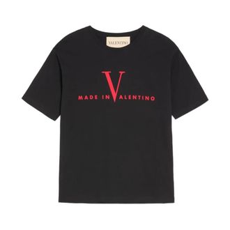 Valentino Baumwoll-T-Shirt mit Made In Valentino Print - - Tops - Herren - Schwarzk - M