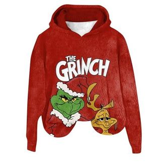 Generic Le Grinch Sweat Femme A Capuche Chaud Oversize Vetement Vêtements Hiver Adulte Costume Pilou Femmes Noël Pyjama Christmas Noel Moche Deguisement Polai