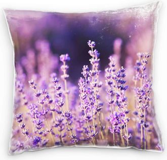 Paul Sinus Art Blumen, lila, Lavendel Deko Kissen 40x40cm f&uuml;r Couch Sofa Lounge Zierkissen - Dekoration zum Wohlf&uuml;hlen