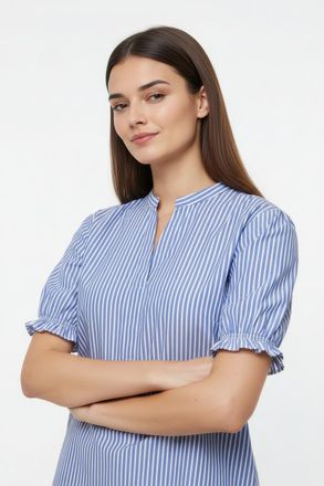 Gerard Darel Blouse en popeline ray&eacute;e - ULA - Bleu acier