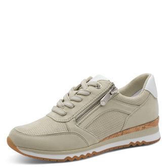 Marco Tozzi Keilsneaker MARCO TOZZI, Damen, Gr. 38, taupe kombiniert, Lederimitat, Textil, Veloursleder, Schuhe, Freizeitschuh, Halbschuh, Schn&uuml;rschuh in veganer 