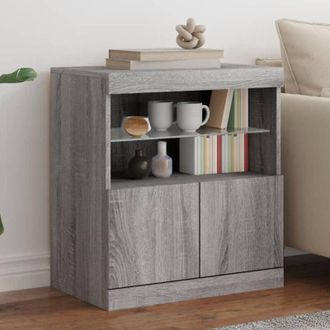 vidaXL Buffet avec lumi&egrave;res led sonoma gris 60x37x67 cm Vidaxl