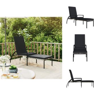 vidaXL Sonnenliege mit Fu&szlig;hocker PE-Rattan Grau - Sonnenliege - Gartenm&ouml;bel - Outdoor M&ouml;bel - Lounge Chair - Relaxsessel