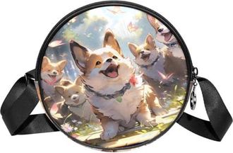 Generic Sac &agrave; bandouli&egrave;re rond pour femme, petit sac &agrave; bandouli&egrave;re avec fermeture &eacute;clair, bretelles r&eacute;glables, sac &agrave; main rond d&eacute;contract&eacute; pour femmes et fill