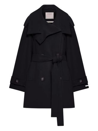 Sportmax manteau en laine &agrave; taille ceintur&eacute;e - Noir