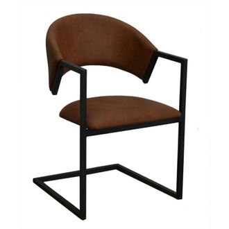 Pier Import Chaise industrielle confort avec assise en microfibre chocolat