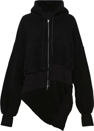 Yohji Yamamoto veste zippée asymétrique à capuche - Noir