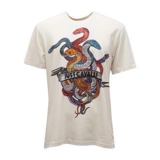 Just Cavalli Snake Heart T-Shirt - - Tops - Herren - Wei&szlig; - L