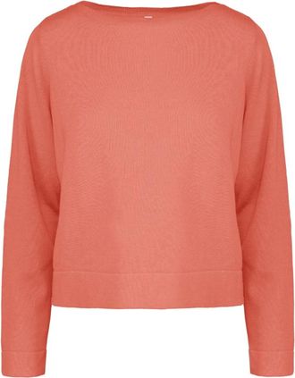 Bomboogie Femme, Pulls, Rouge, Taille: 44 FR Top en lin et coton &agrave; encolure bateau