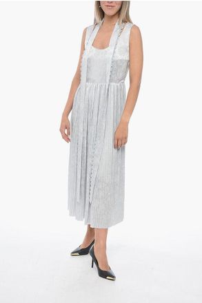 Magda Butrym Tie Neck Jacquard Silk Dress with Bare Back Design size 42