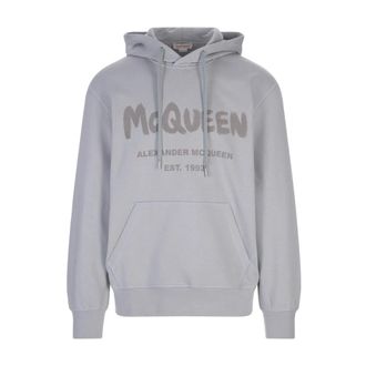 Alexander McQueen Grauer McQueen Graffiti Logo Hoodie - - Sweatshirts & Hoodies - Herren - Grau - XL