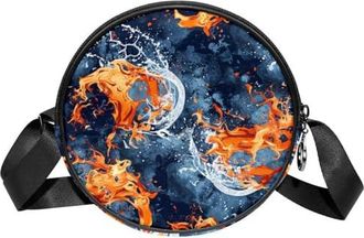 Generic Petit sac &agrave; bandouli&egrave;re rond pour femme, sac &agrave; dos &agrave; bandouli&egrave;re r&eacute;glable avec fermeture &eacute;clair, sac &agrave; main rond d&eacute;contract&eacute; pour femmes et filles