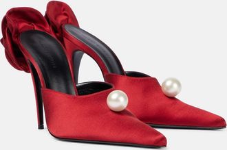 Magda Butrym Mules aus Satin mit Zierperlen