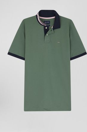 Eden Park Polo Manches Courtes En Piqu&eacute; Coton Vert D&eacute;tails Contrast&eacute;s Coupe Regular