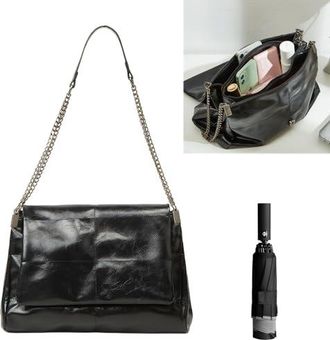 Generic Sac &agrave; bandouli&egrave;re avec cha&icirc;ne en PU pour femmes, fourre-tout de capacit&eacute; pour un usage quotidien (noir)