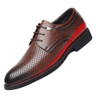 Generic Chaussures Oxford habill&eacute;es for Hommes, Derbies &agrave; Lacets, Bout Rond, en Similicuir, Semelle en Caoutchouc antid&eacute;rapante.(Hollow Brown Taller,43 EU)