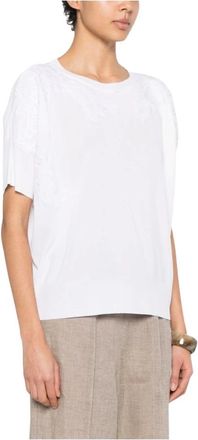 Ermanno Scervino Femme, Tops, Blanc, Taille: 40 FR Lace Detail Short Sleeve Round Neck