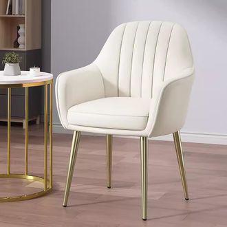 Generic Ergonomischer Schminkstuhl Aus Kunstleder Mit Metallbeinen for Schlafzimmer Oder Wohnzimmer - Orange Und Wei&szlig;(Off-White)