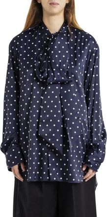 Simone Rocha Femme, Blouses et Chemises, Bleu, Taille: 42 FR Chemise à pois