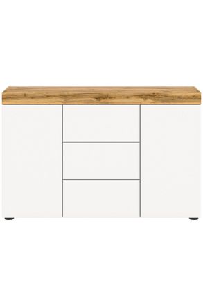 MID.YOU Mid.you Sideboard Sugar, Wei&szlig;, Eiche Wotan, Holzwerkstoff, 2 F&auml;cher, 3 Schubladen, 125x80x37 cm, FSC MIX, Wohnzimmer, Kommoden & Sideboards, Sideboard