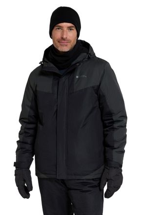 Mountain Warehouse Dusk Skijacke für Herren - Wasserbeständige Snowboardjacke, Fleecefutter, Schneerock, Kapuze und Bündchen zum Verstellen - Ideale Winterjacke Schwarz 